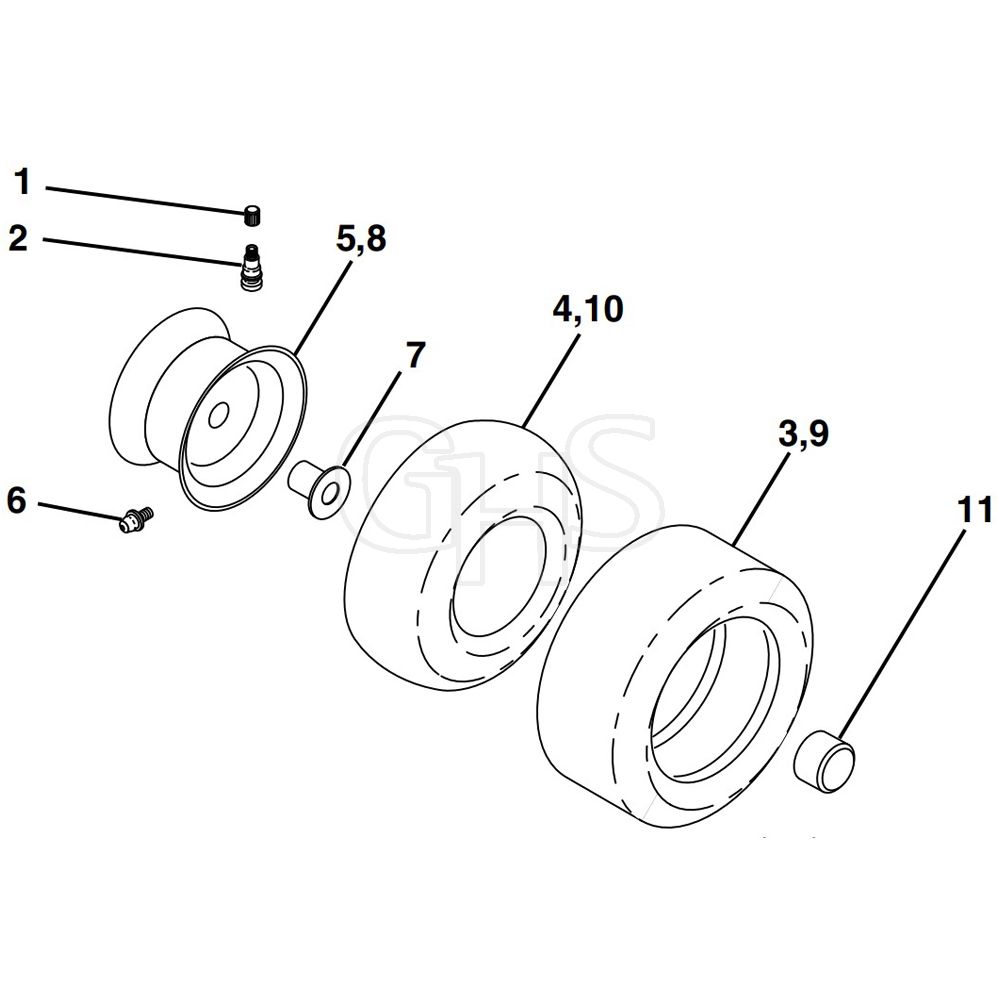 McCulloch MC1292RB - 96061001800 - 2008-11 - Wheels and Tyres Parts ...
