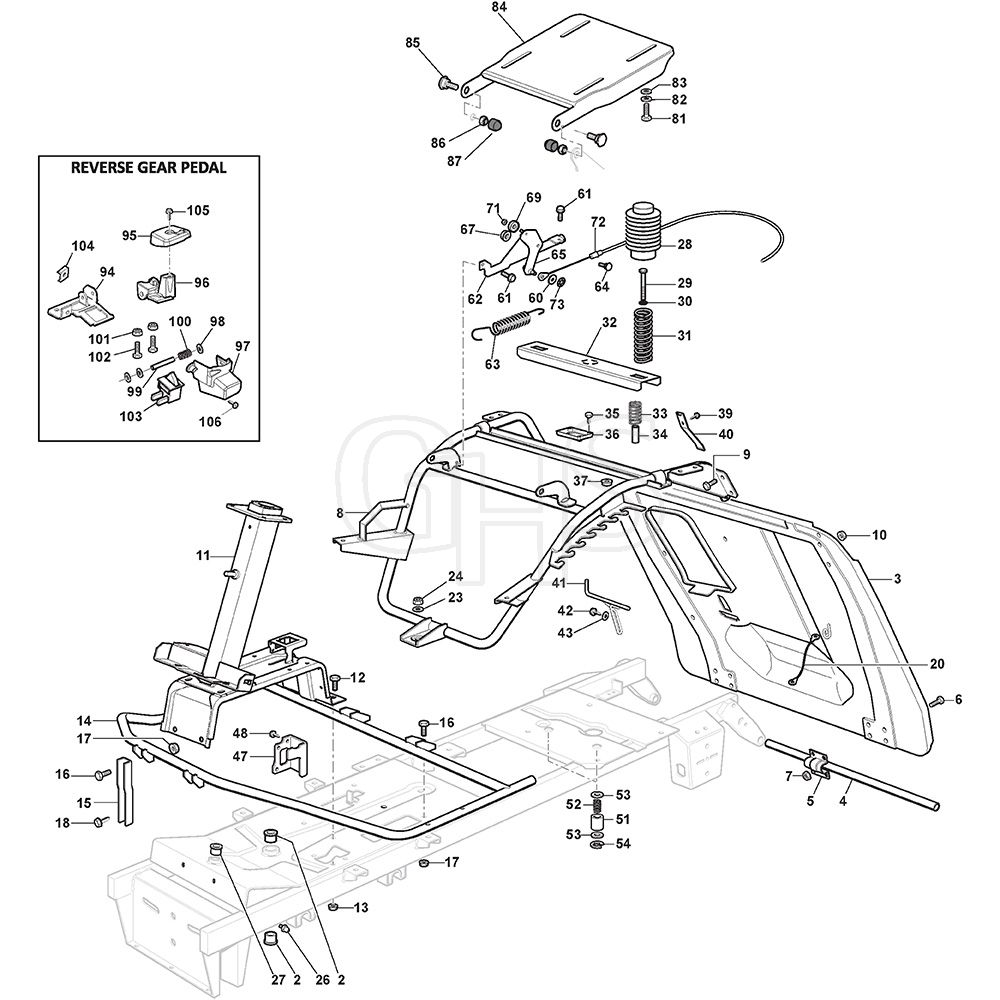 Rider 28H - 2021 - 2T0210447/AT1 - Atco Ride On Mower Frame Diagram | GHS