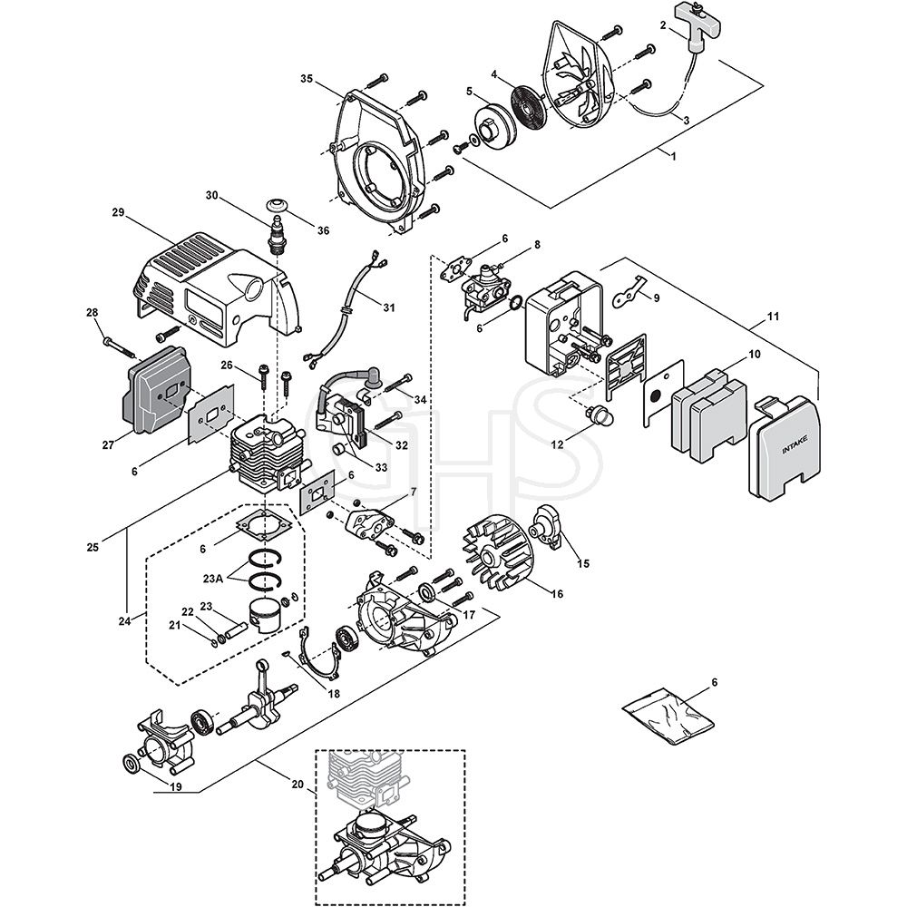 SB 22 - 2003-2007 - 182010012 - Stiga Brushcutter Engine Diagram | GHS