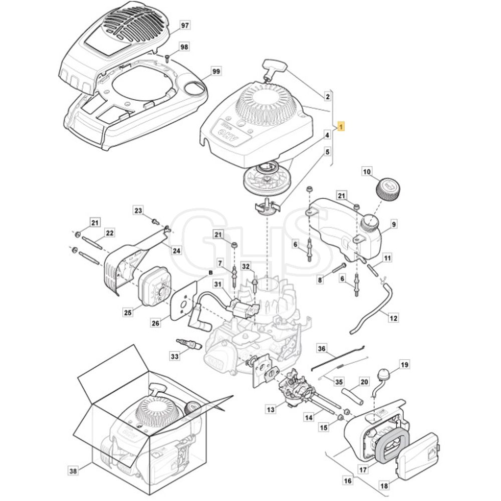 SP46 - 2014 - 299274643/M13 - Mountfield Rotary Mower RV100 Engine ...
