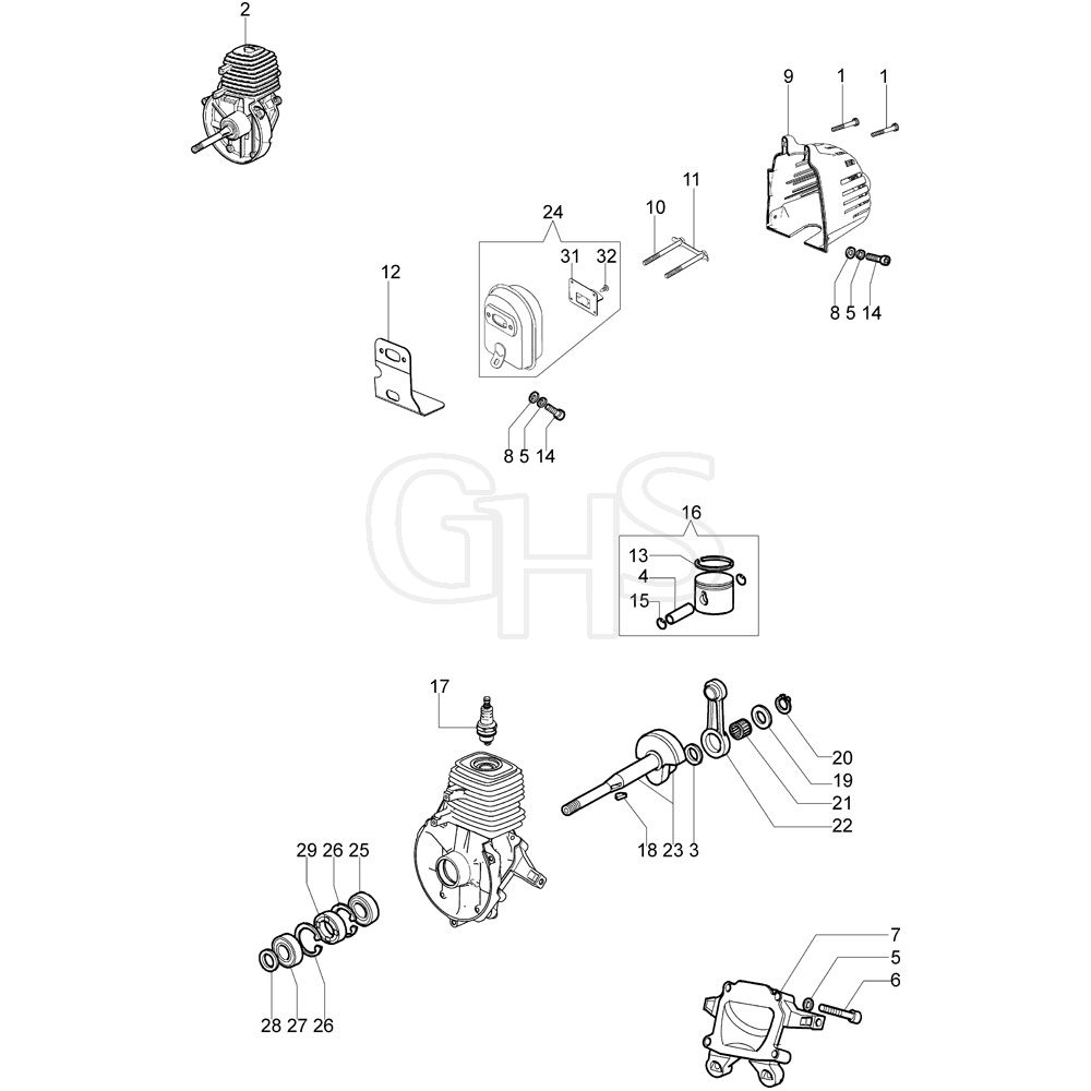 Stark 2500 S (Euro 2) - - Efco Brushcutter Engine Diagram | GHS
