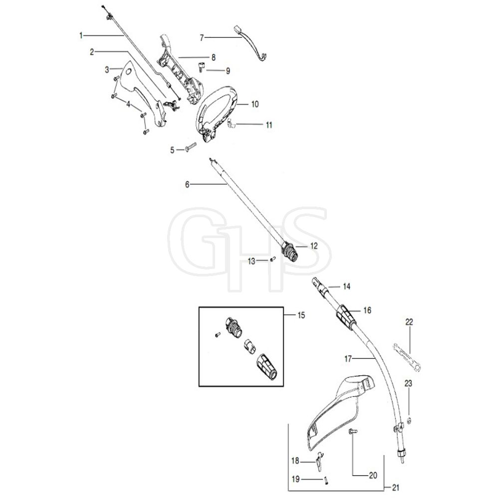 McCulloch TRIMMAC - 967256201 - 2014-01 - Shaft & Handle Parts Diagram ...