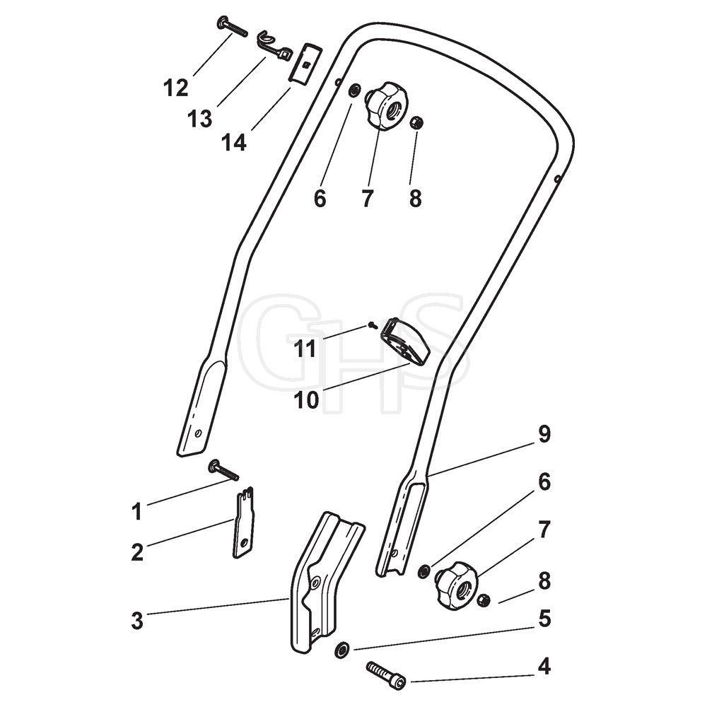 TURBO 55 S B - 2012 - 292552021/S11 - Stiga Rotary Mower Handle Lower ...