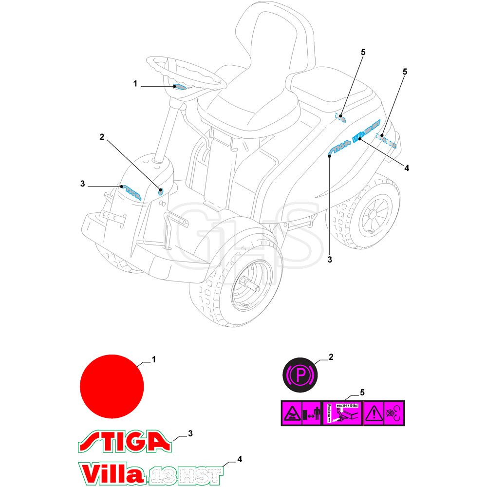 VILLA 16 HST - 2017-2020 - 2F2720511/S17 - Stiga Front Mower Labels ...