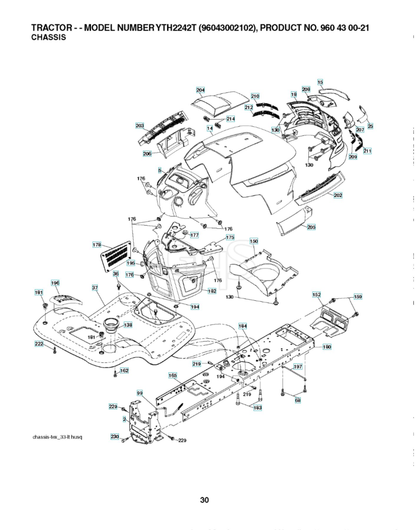 Husqvarna Yth2242 T - Chassis & Frame | GHS